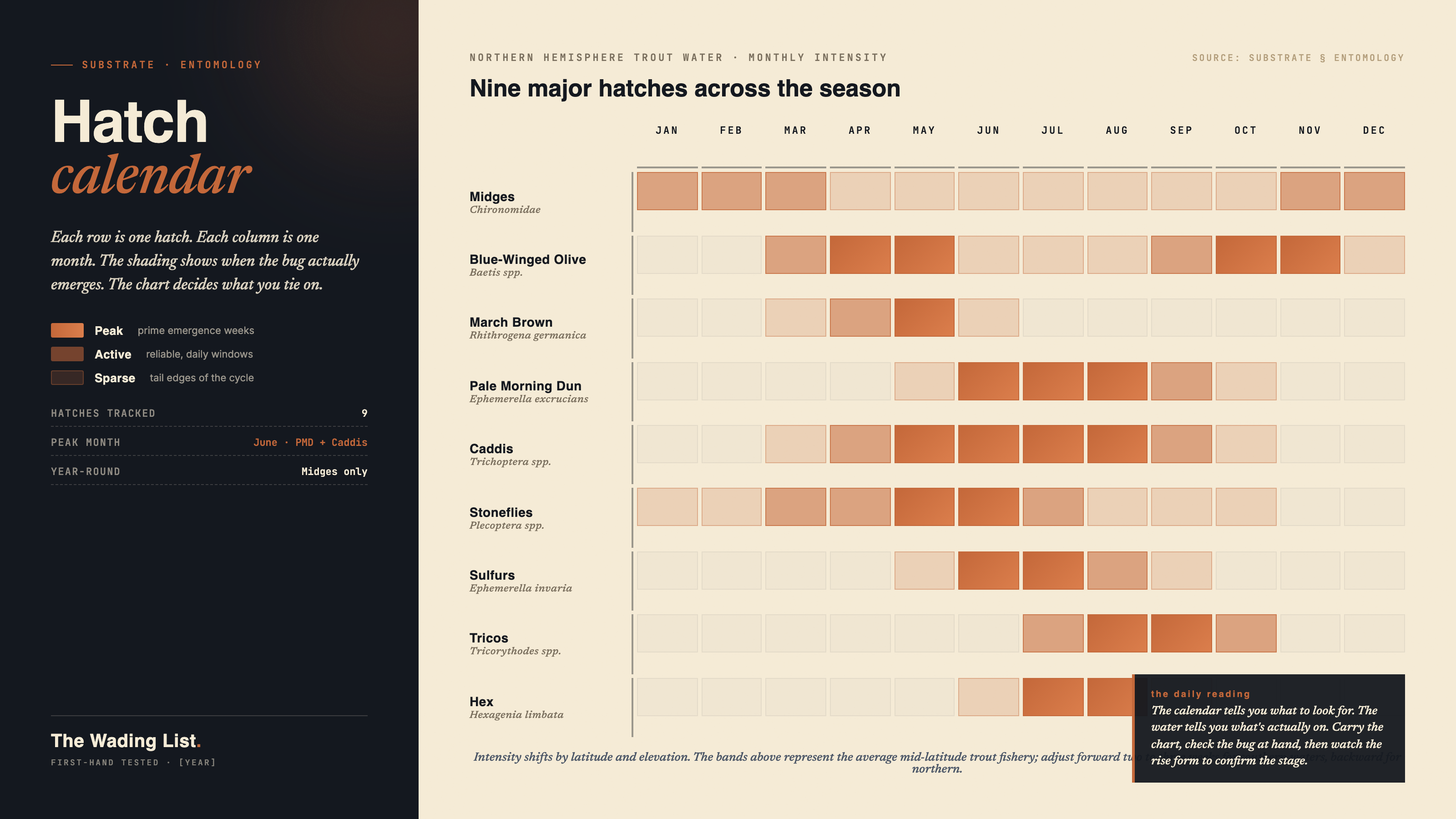 fly fishing hatch chart | The Wading List
